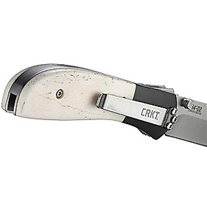 CRKT M4-02 EDC Folding Pocket Knife: Assisted Opening Everyday Carry, Satin Blade, Thumb Stud, Liner Lock, G10 Bolster, White Bone Handle, Pocket Clip
