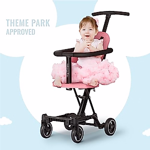 Dream On Me Coast Rider Umbrella Stroller, Lightweight Stroller with Compact Fold, One Hand Easy Fold Baby Stroller, Removable Canopy, Adjustable Handle and Soft-Ride Wheels, Pink