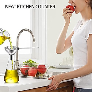 Funnels for Kitchen Use, Small Stainless Steel Funnels for Filling Bottles Transferring Essential Oil, Liquid, Spice, Dry Ingredients & Powder, Dishwasher Safe (Long-Handled Funnel)