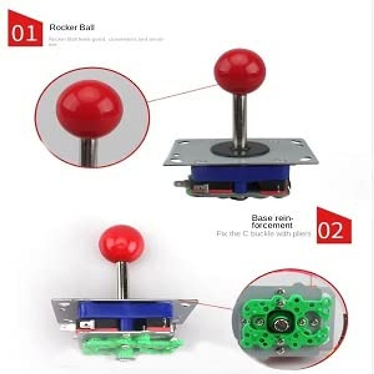 OKJHFD Arcade Joystick, 2/4/8 Way Game Joystick Ball, Competition Style Long Handle, USB, For Arcade Gaming Cabinet & Fighting Consoles