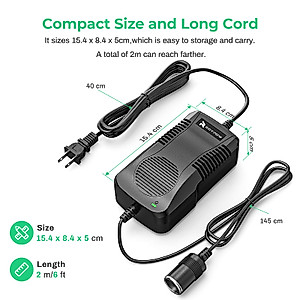 AC to DC Converter, RoyPow 180W (Max 200W) 15A 100V~120V to 12V Car Cigarette Lighter Socket AC/DC Power Supply Adapter Transformer for Inflator, Car Refrigerator