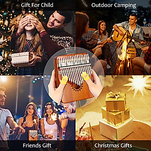 AARVI Kalimba Thumb Piano 17 Keys, Portable Mbira Finger Piano Gifts for Kids and Adults Beginners (yellow)