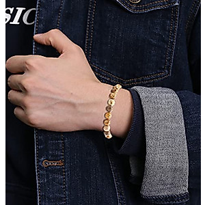 Jewdreamer 12Pcs 8mm Semi-Precious Gemstone Bracelet Healing Crystal Stone Beaded Bracelets for Women Men Unisex Adjustable Bead Stretch Bracelets Set