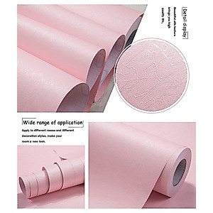 Cohoo Home Silk Pink Peel and Stick Wallpaper Self Adhesive Removable Pink Wallpaper Stick and Peel Pink Wall Paper Pink Contact Paper for Cabinets Bedroom Drawer Liner Wall Sticker 15.7" ×118"