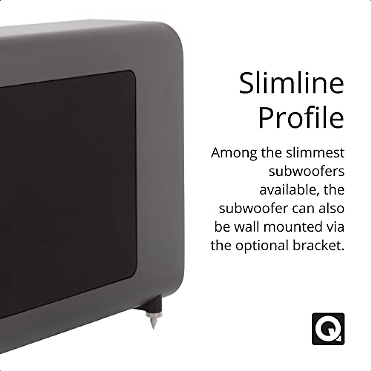 Q ACOUSTICS 3060S Active Subwoofer Graphite Gray - Enclosure Type: Infinite Baffle, 8" Driver, 150 Watt Class D Amplifier - Powered Home Audio Subwoofers for Home Theater Sound System