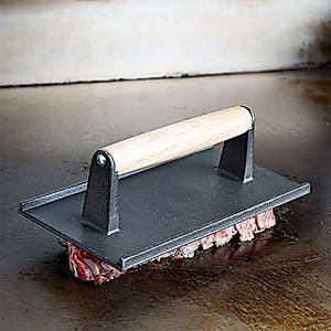 Tezzorio (Set of 3) Cast Iron Steak Weight/Bacon Press with Wooden Handle, 8 x 4-Inch Heavy-Weight Grill Press, Commercial Grade Burger/Panini Weight Press