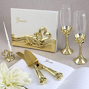 FASHIONCRAFT 2537 Double Heart Themed Wedding Accessory Set, Wedding Favors, Gold
