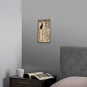 Flechazo Black Cat Knowledge Tin Sign Black Cat Kitchen Decor Poster Cat Smoke Poster Bar Bathroom Bar Garden Home Outdoor Wall Decoration Metal Tin Signs 12x8 Inch,12 x 8 inch