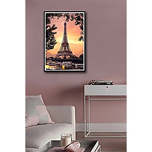 HAOYIHAOJU Paris Wall Art Prints, Pink Eiffel Tower Unframed Art Poster Decor for Girls Living Room Bedroom Bathroom Kitchen Office Decor, 16 x 24 Inch