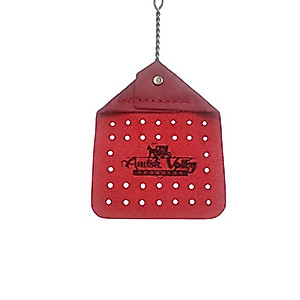 Amish Valley Products Leather Fly Swatter Handcrafted Wire Handle Flyswatter Choice of Color (Red)