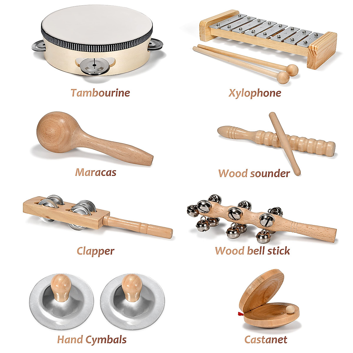 Toddler Musical Instrument Toys, Kids Wooden Percussion Music Instruments Set for Toddlers, Preschool Education Early Learning Baby Musical Toys for Boys and Girls