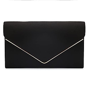 MYLONI Evening Bags Clutch Purses For Women Plush Purses Faux Suede Envelope Handbags Cocktail Prom Wedding Party Birthday (Black)