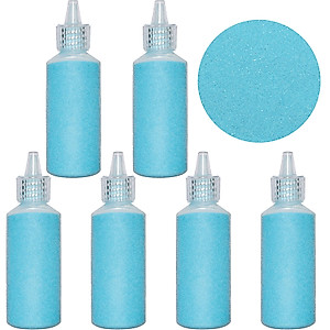 MIKIMIQI 6 Pcs Art Sand, Craft Sand Kit 1.25oz Bottles Sand Arts and Crafts Kit DIY Sand Painting Decorative Sand Vase Glass Sand Scenic Sand Wedding Sand for Decorations (Cyan)