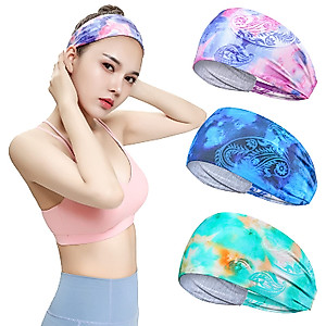 KeeLeePee Yoga Headbands for Women, Workout Non Slip Wide Headband Elastic Soft Head Sweat Bands for Fitness Sport Yoga Running Cycling Hiking Headscarf (Blue)