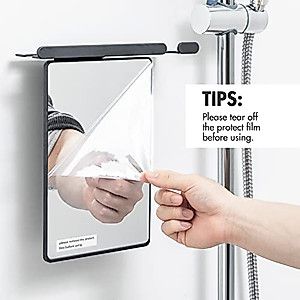 TAILI Shower Mirror Fogless for Shaving with Razor Holder, NO-Drilling & Removable Large Mirror Fogless Suction Wall Mounted, Shatterproof & Waterproof - for Men and Women(Grey)