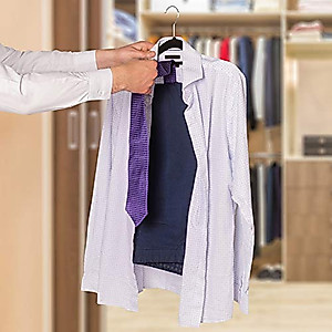 CRESNEL Non-Slip Velvet Clothes Hangers - Ultra Thin Space Saving Design for Men and Women Dress Suit - 50 pcs Set - Solid Black