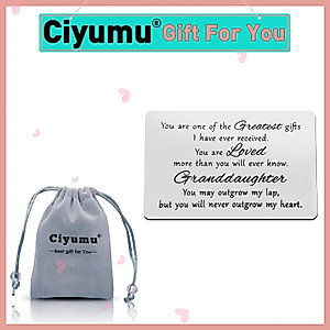 To My Granddaughter Gifts from Grandma Grandpa Gift Cards for Granddaughter Great Granddaughter Birthday Card, Laser Engraved Stainless Steel Wallet Card Love Note Insert Card Gift for Granddaughter