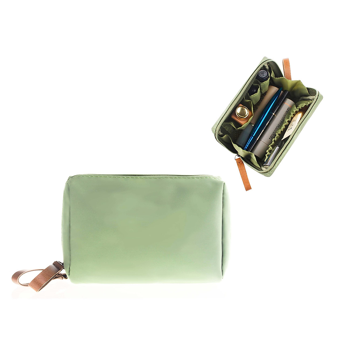 Kososuru Small Makeup Bag for Purse Portable Waterproof Cosmetic Bag Travel Makeup Pouch for Women (Green, Square)