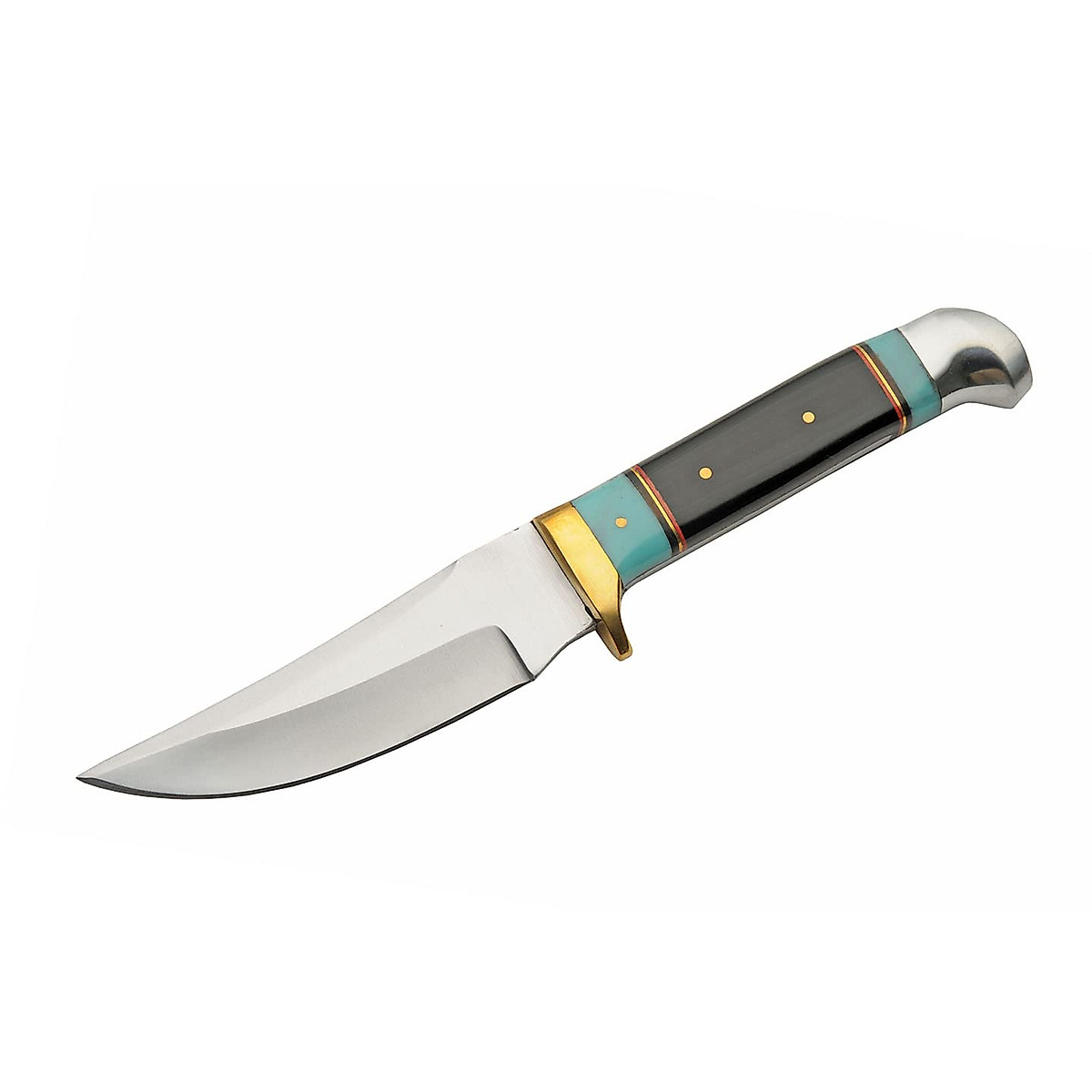 SZCO Supplies 203454-HN Horn/Resin Handled Night Life Outdoor Hunting Knife with Sheath, Black, 8" Length