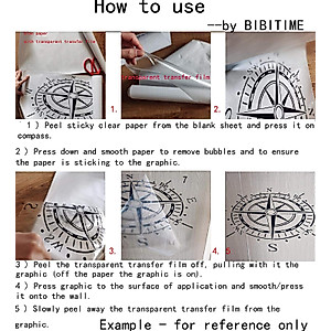 BIBITIME Nautical Compass Rose Wall Decal Decor Vinyl Decals for Living Room Sofa Couch TV Background Bedroom Nursery Art Mural,Dark Blue,22.83" x 22.83"