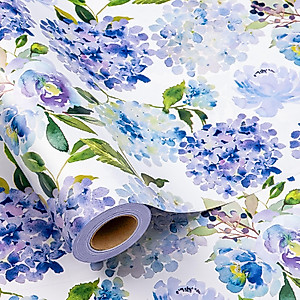 MIMUTI Floral Wrapping Paper- Wrapping paper Mini Roll - Purple Hydrangea Gift Wrapping Paper Design Perfect for Wedding, Birthday, Christmas, Baby Shower, Party, DIY Bouquet - 17 in x 33 ft