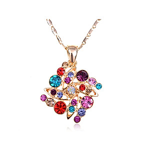 Alilang Colorful Crystal Square Shape Pendant Necklace