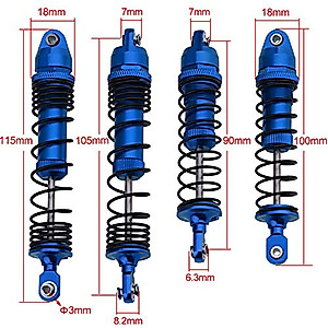 HobbyPark Aluminum Front & Rear Shock Absorber Assembled Full Metal for RC 1/10 Traxxas Slash, Stampede, Rustler, Nitro Slash, Replacement of Parts 5862 3760 3762 (Navy Blue)