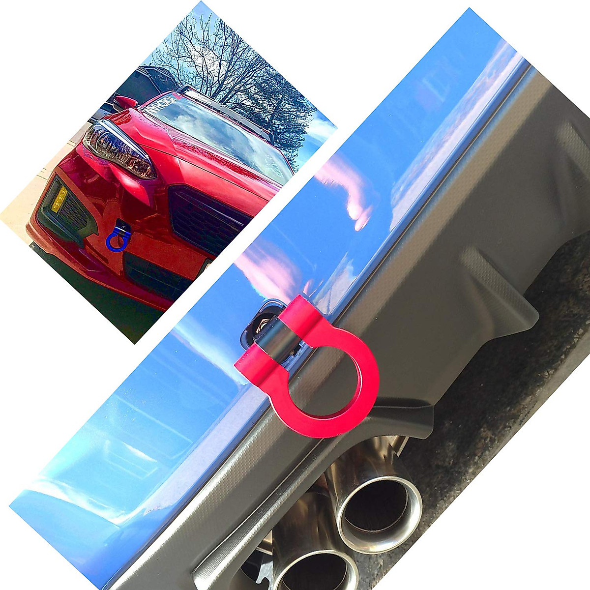 MG Pro-industry RED Front & Rear Bumper Screw on Tow Hook Kit Heavy Duty for Subaru WRX & STI,Impreza,Scion FR-S