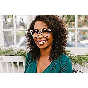 Peepers by PeeperSpecs Oprah's Favorite Women's Take a Bow Square Blue Light Blocking Reading Glasses - Chai Tortoise/Green +2.50
