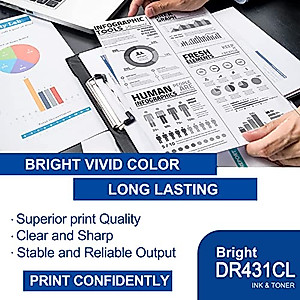 pgisoxt 1-Pack Color High Yield DR-431CL Drum Unit: Compatible DR431CL Drum Unit (Toner Not Include) Replacement for Brother HL-L8260CDW L8360CDW L8360CDWT L9310CDW L9310CDWTT Printer Drum Unit