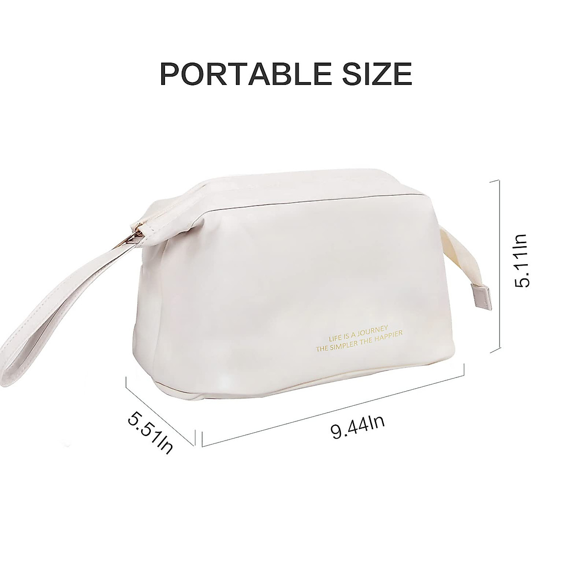 Simbuy Makeup Bag for Women, Zipper Pouch Travel Cosmetic Bag, Large Vegan Leather Make Up Bag Waterproof Toiletry Bag Organizer Gifts.White