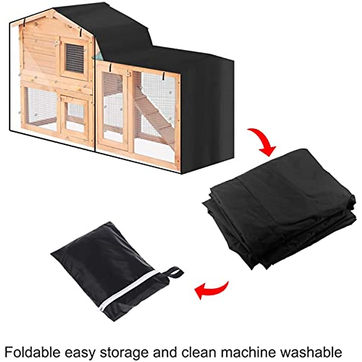 Triangle Rabbit Hutch Cover UCARE 420D Oxford Waterproof Rabbit Guinea Pig Animal Hutch Elevated Cover Dust Pet House Bunny Cage Covers (57.9x20.5x33.9in/ 147x52x86cm)