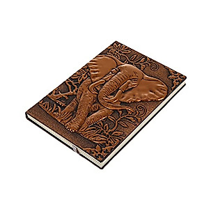 DEPILA Practical Lined Office Print Ruled College Notepad Retro Pu Hardbound for Notebook Notebooks Elephant Hardcover Cover Coffee Journal Diary Book Supplies Students A School Embossed Note pad