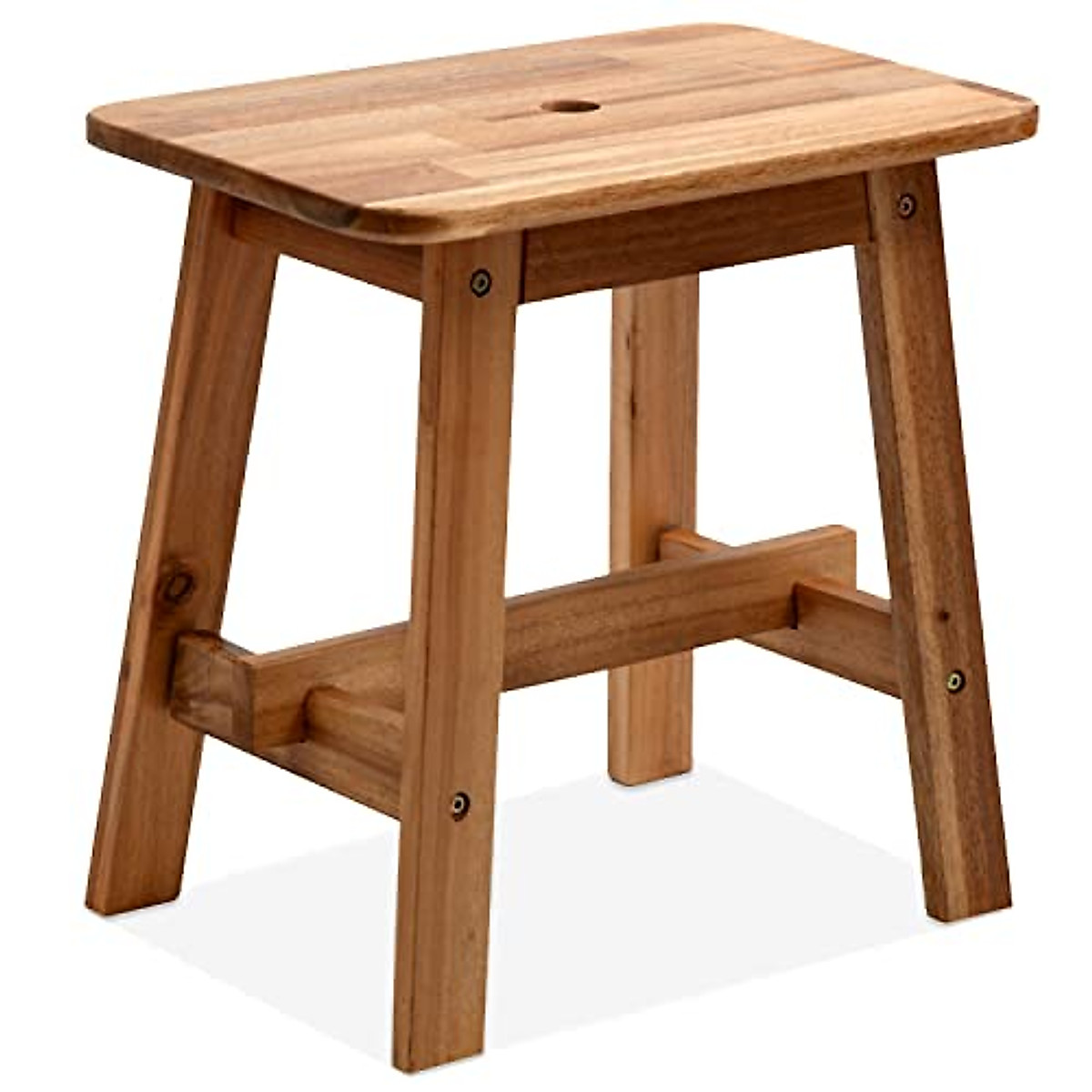 BEEFURNI Rectangular Acacia Wood Stool, Small Bench Seat, Small End Table Stool; Bathroom Stool Wood; Plant Stool; Makeup Stool; Perfect Size for Living Room, Bathroom, 1-Year Manufacturer Warranty