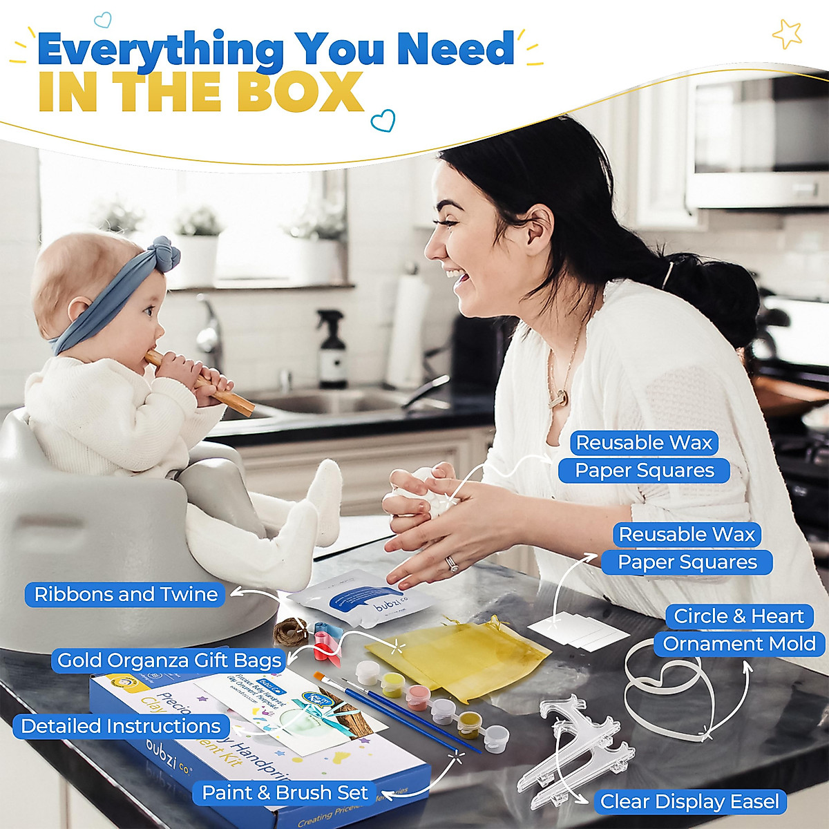 Bubzi Co Baby Keepsake Ornament - Baby Hand and Footprint Kit - Newborn Keepsake Ornament for Personalized Baby Gifts & Nursery Decor, Baby Handprint Kit for Girls & Boys