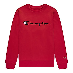 Champion Boys Two Piece Classic Core Colors Hooded And Crewneck Sweatshirt And Fleece Jogger Sweatpants Infant Toddler Sets (12 Months, Scarlet/Crew)