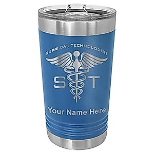 LaserGram 16oz Vacuum Insulated Pint Tumbler, ST Surgical Technologist, Personalized Engraving Included (Dark Blue)