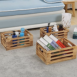 Set of 3 Nesting Wooden Crates ， Wall Mounted Wooden Basket ，Storage Crate Box for Storage, Display Risers, Decoration