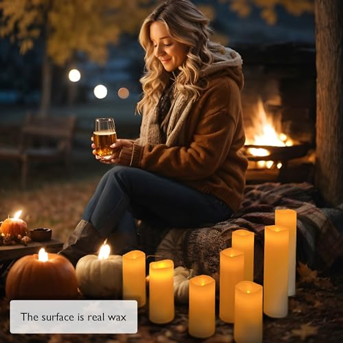 Baleid Flameless Candles Battery Operated 4" 5" 6" 7" 8" 9" Set of 9 Ivory White Real Wax Pillar LED Candles with Remote Control, Cycling 24 Hours Timer