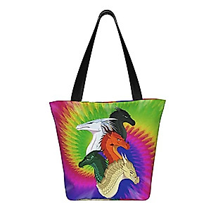 Wings#Dragon#Fire Women's Tote Bag Large Capacity Shoulder Handbag For School Travel Beach Shopping Business Work