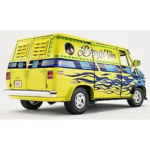 1976 Chevy G-Series Van Yellow with Flames and Graphics Boogie Van Limited Edition to 696 Pieces Worldwide 1/18 Diecast Model Car by Acme A1802101