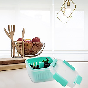 Frcctre 3 Pack 50oz Berry Keeper Box Container Fruit Storage Containers for Fridge, Produce Saver Food Storage Containers with Lid and and Removable Drain Basket (1.5L - Blue, Pink, Green)