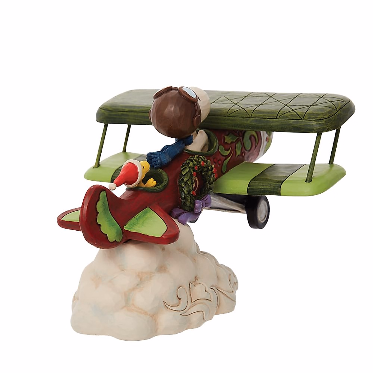 Enesco Peanuts by Jim Shore Snoopy Flying Christmas Ace Plane Figurine, 5.12 Inch, Multicolor