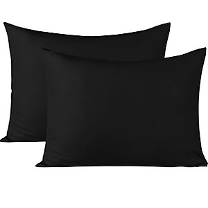 BEDSUM Microfiber Standard Pillowcases Set of 2, Soft Wrinkle Resistant and Easy Care Pillow Cases with Envelope Closure for Kids, 20x26 inches, Black