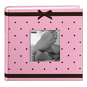 Pioneer Photo Albums Pioneer 2 Dot Fabric Frame Photo Album 200 Pockets Brown, Baby Pink