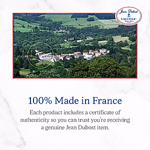 Jean Dubost Salad Servers, Red Handles - Rust-Resistant Stainless Steel - Includes Wooden Tray - Made in France