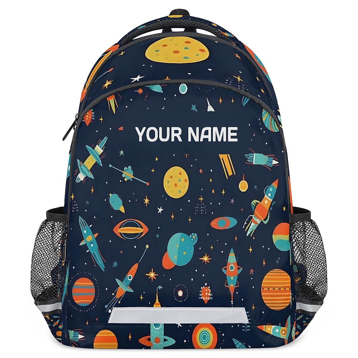 FZDXZJJ Custom Name Backpack for Boys Girls Teens Space Planet Personalized 16 Inch Kids Backpack Rocket Galaxy Middle Schoolbag Primary Elementary Student Bookbag for Back to School Gift