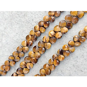 Natural Tiger Eye Gemstone Heart Faceted Beads 5-6mm 7 inch Long String Jewelry Making Gemstone Beads for Necklace Bracelet