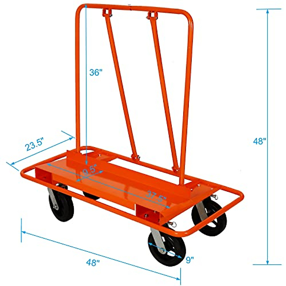 Heavy Duty Panel Dolly Cart with 4 Swivel Wheels, Dolly 2400lbs Load Capacity Handling Sheetrock, Wall Panel, Rolling Dolly for Garage, Home, Warehouse