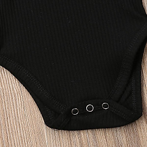 XARAZA Unisex Baby Boy Girl Long Sleeve Ruffle Romper Bodysuit Jumpsuit Tops Sweatshirt Winter Fall Spring Clothes (0-3 Months, Black)